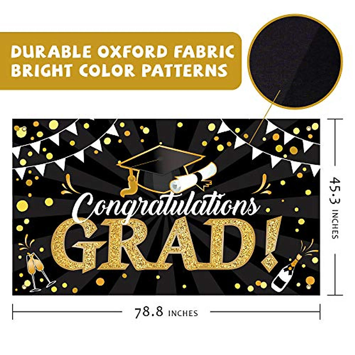 Class of 2022 Graduation Party Banner, Extra Large 78.8”x45.3” Graduation Party Decorations, Congrats Grad Party Supplies, Photo Prop, Booth Backdrop sign for Indoor Outdoor Home College Senior School