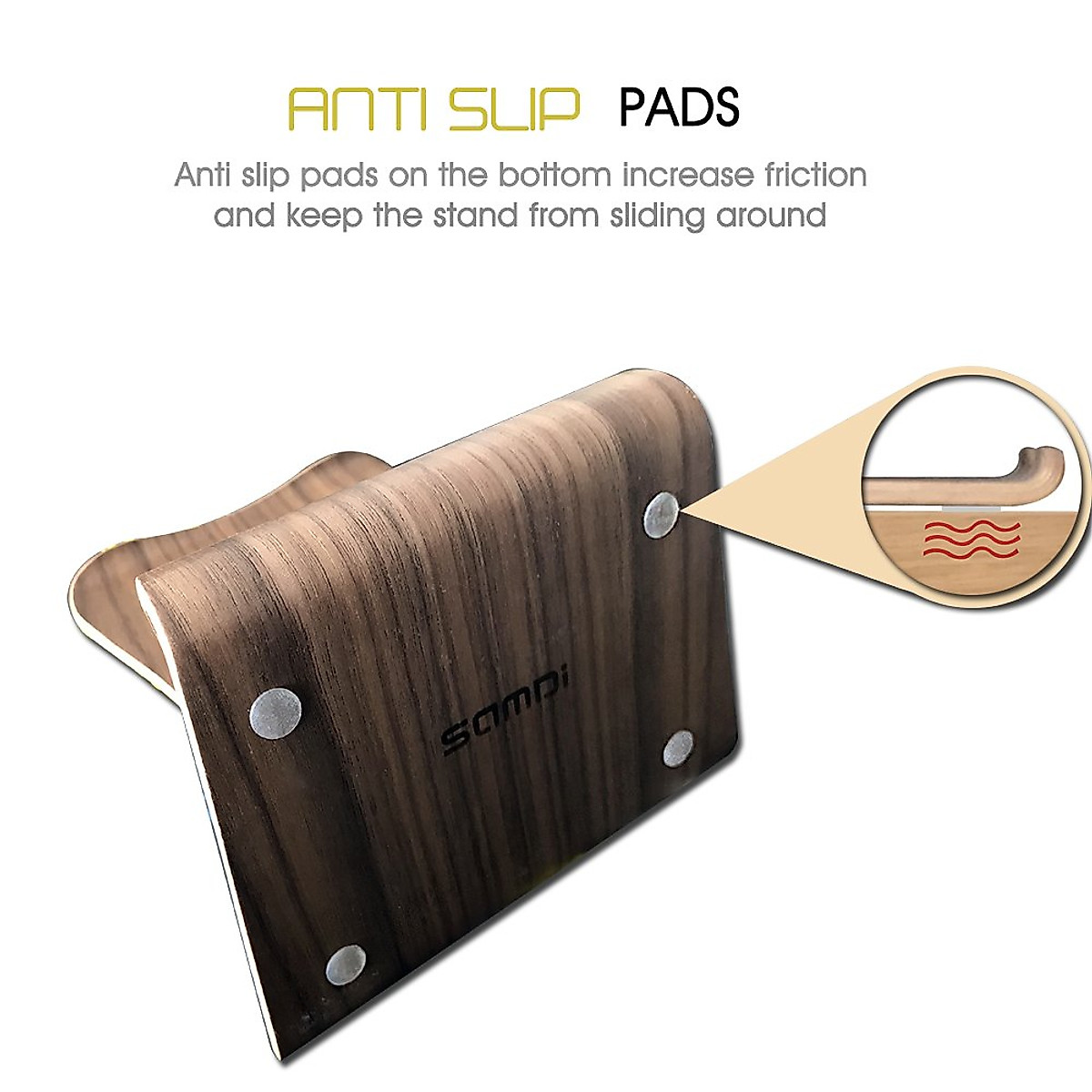 SAMDI Wood Tablet Stand, Wooden iPad Holder: Desktop Stand Holder Dock for new iPad 2017 Pro 9.7, 10.5, Air mini 2 3 4, Kindle, Nexus, Accessories, Tab, E-reader, other Tablets(4-13 inch)-Black Walnut