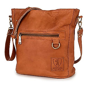 Berliner Bags Vintage Leather Shoulder Bag Siena, Crossbody Handbag for Women - Brown