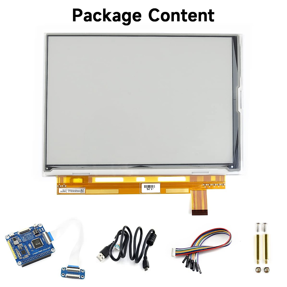 Waveshare 9.7inch E-Ink Display HAT Compatible with Raspberry Pi4B/3B+/3B/2B/B+/A+/Zero/Zero W/WH/Zero 2W 1200x825 Resolution IT8951 Controller USB/SPI/I80 Interface Supports Partial Refresh