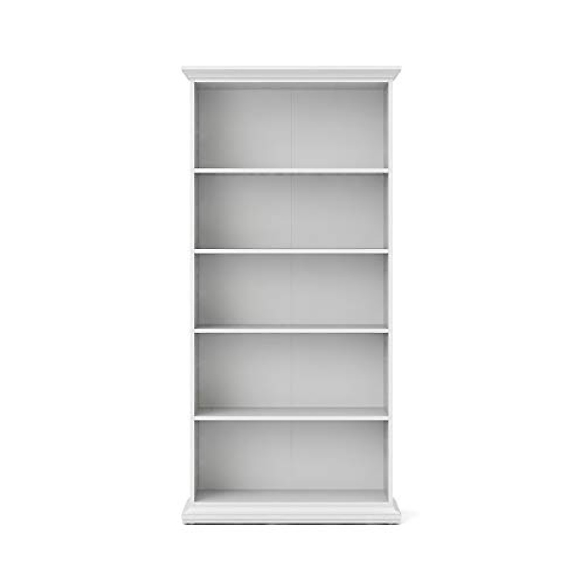 Pemberly Row Modern Contemporary Wood 5 Shelf Bookcase in White Finish