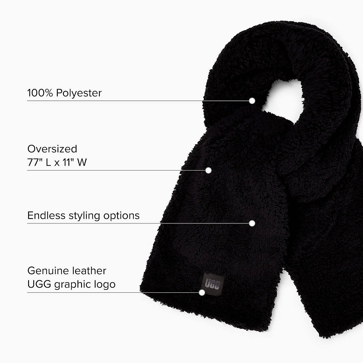 UGG Women's Sherpa Oversized Scarf, One Size, Black
