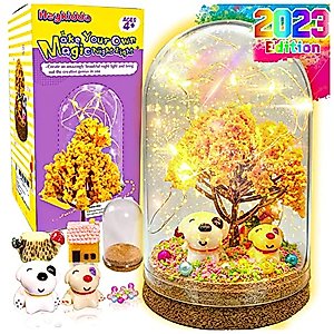HeyKiddo Make Your Own Magic Night Light - Fairy Lantern Craft Kit for Kids, Arts and Crafts Nightlight Project Novelty for Girl Age 4 5 6 7 8 9 Year Old, DIY Decorative lamp Set for Room Decor