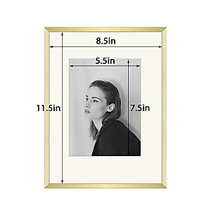 Golden State Art, 9x12 Aluminum Picture Frame with Ivory Color Mat for 6x8 Photo - Sawtooth Hangers, Spring Clips - Wall Mounting - Real Glass - Metal Frame (Gold, 1-Pack)