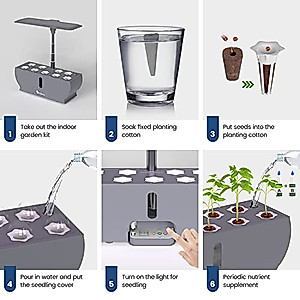 Wattne 9Pods Hydroponics Growing System with LED Grow Light for Home Kitchen, Adjustable (7-23 inches) Height, Automatic Timer Germination Kit for Vegetables & Fruits