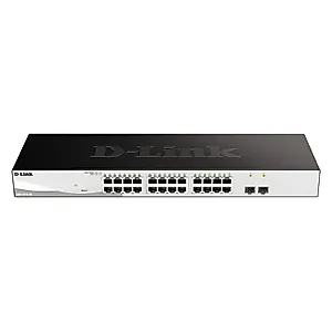 D-Link 26-Port Gigabit Smart Managed Switch | 24 GbE + 2 SFP Ports | L2+ | VLANs | Cable Diagnostics | Web Managed | Desktop or Rackmount | Fanless | NDAA Compliant |Lifetime Warranty (DGS-1210-26)