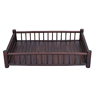 Storage Baskets, Rectangular Bamboo Zen Tea Tray Basket 16.9x11.8x3.7in Multipurpose Decorative Tray Chinese De Style for Tea Set Storage Food Storage(Dark Brown)