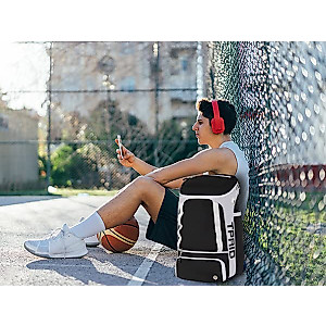 TPAID Basketball Backpack Large Basketball Soccer Equipment Bag Sports Volleyball Football Backpack, with Shoe Compartment and Hidden Basketball Mesh Bag