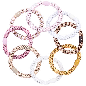 L. Erickson Grab & Go Pony - Cotton Candy - 8 Pack Ponytail Holder Hair Ties - Pink and White Mix