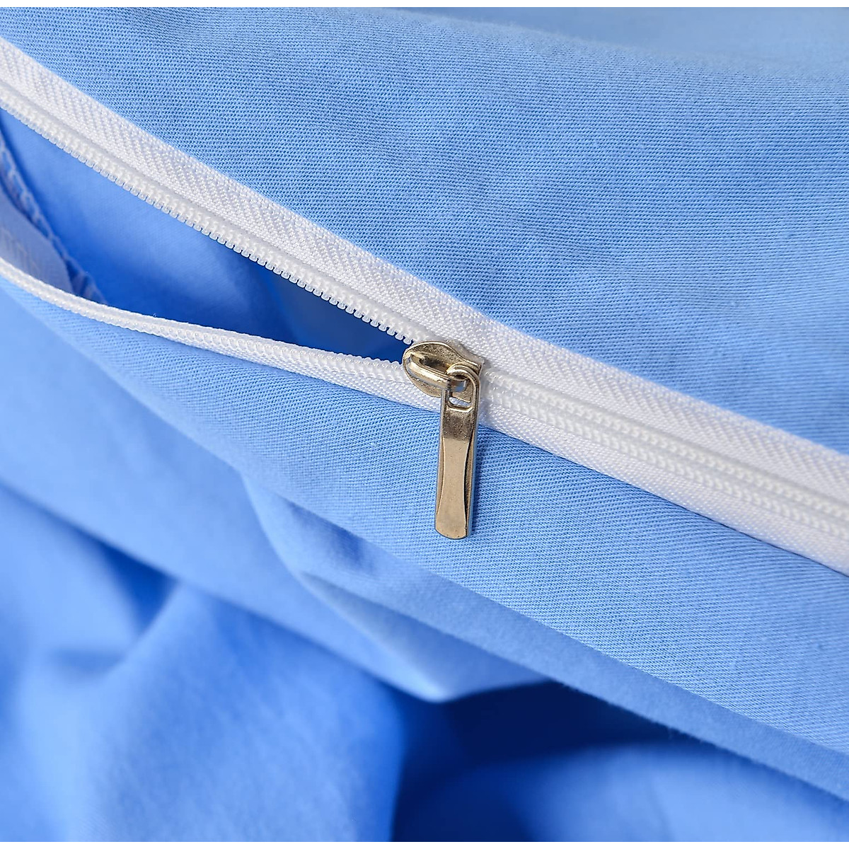 Colourful Snail 100-Percent Natural Washed Cotton Duvet Cover Set, Ultra Soft and Easy Care, Zipper Closure, Corner Ties, Simple Bedding Style, King, Blue (Comforter Not Included)