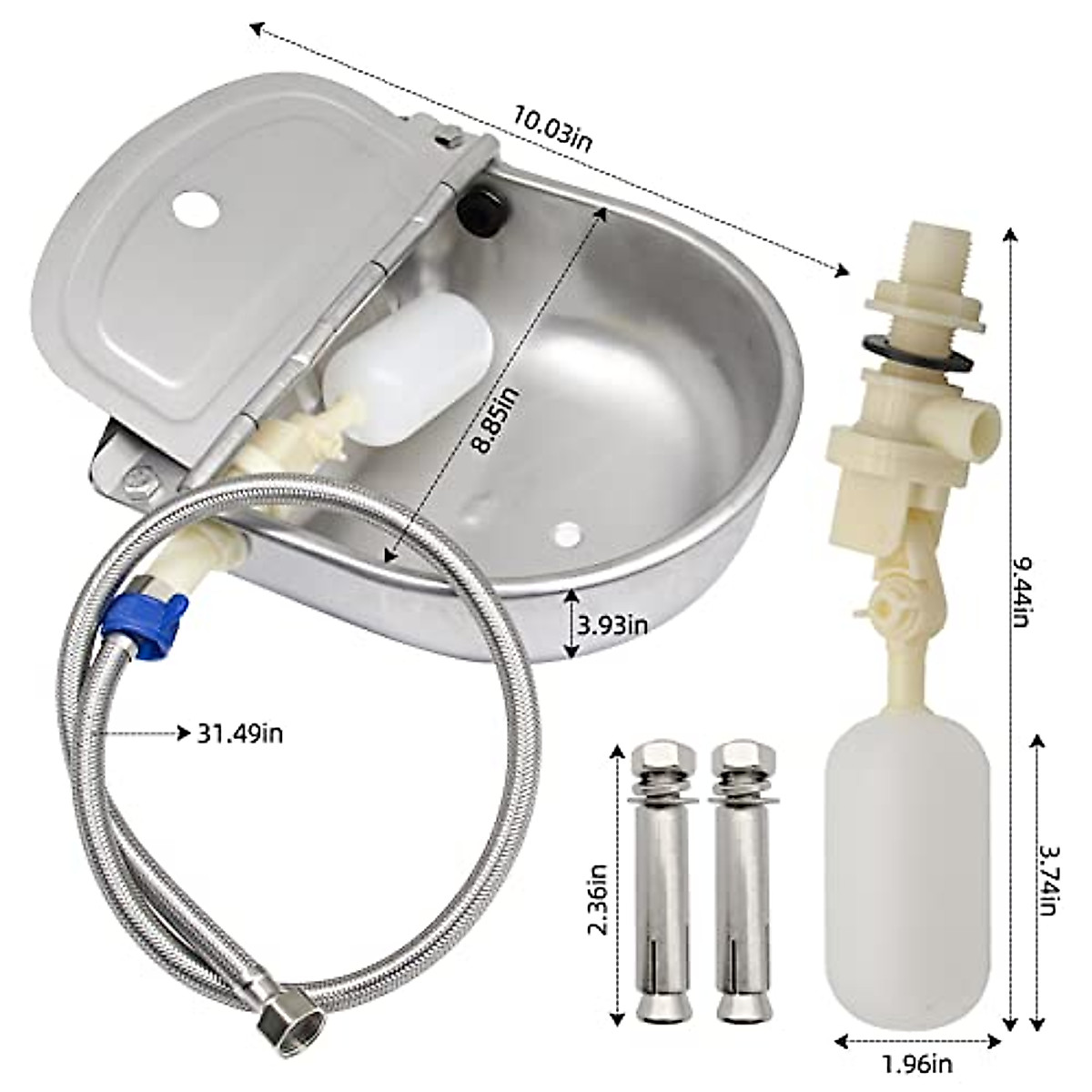 MODUODUO Automatic Waterer Horse Dog Water Bowl Kit Cattle Trough Livestock Pet Auto Watering Dispenser with Drainage Hole