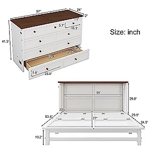 VilroCaz Modern Full Size Mobile Murphy Bed Chest with Built-in Charging Station and Big Storage Drawer, Traditional Solid Wood Murphy Cube Cabinet Bed Platform Bed for Small Room Guest Room Office