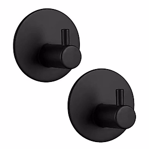YAFIYGI 2Pack Suction Hooks for Shower Wall Black Suction Cup Set of 2 Bathroom Towel Hooks 304 Stainless Steel Removable Suction Towel Rack and Kitchen Organizer for Towel Hook, Bathrobe and Loofah
