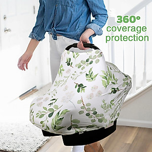 Nursing Cover Breastfeeding Scarf, Car Seat Covers for Babies Infant Carseat Canopy, Stretchy Soft Breathable Multi-Use Cover Ups for Stroller High Chair Shopping Cart, Baby Essentials for Summer