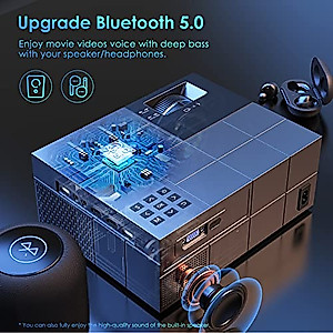 Native 1080P 5G WiFi Bluetooth Projector 4K Support, 12000L YOWHICK Outdoor Movie Projector with Screen and 300" Display, Video Projector Compatible w/iOS/Android/Win/TV/PS5, Grey