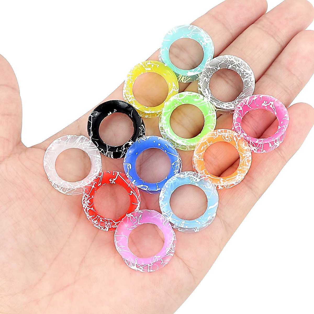 Longbeauty 24pcs White Line Soft Silicone Tunnels Set Ear Gauges Plugs Stretchers Double Flared Flesh Tunnels Ear Piercing Jewelry for Women Men 2G-5/8