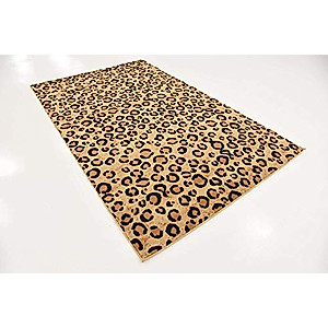 Unique Loom Wildlife Collection Area Rug - Leopard (5' 3" x 8' Rectangle, Light Brown/ Black)