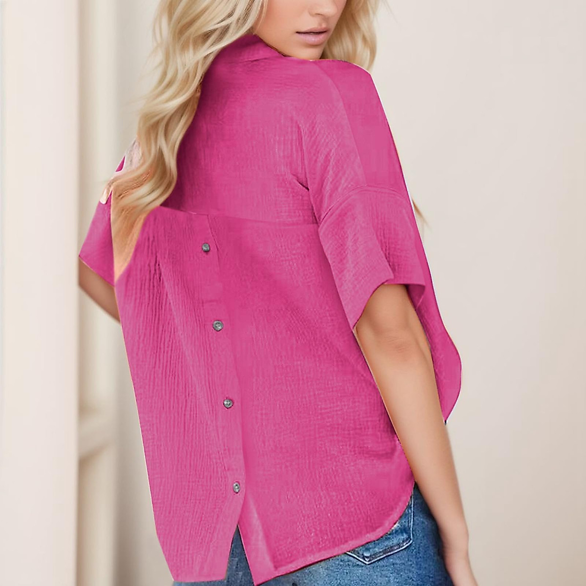 Cheifay Tank Tops Women Cotton Pack Womens Summer Tops Casual Button Down V Neck Shirts Comfort Breathable Outfits Beach T-Shirts with Pocket Tank Tops Women Graphic Gym