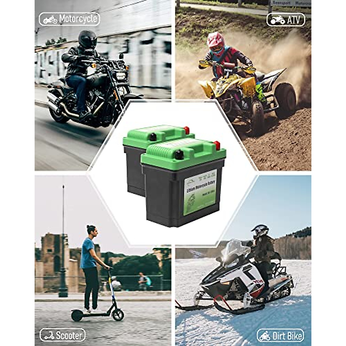 ENERSHARE Lithium Motorcycle Battery, 12V 400A Replaces YTX9-BS Lightweight Powersport Battery,for Motorcycle, ATV, Scooter, Dirt Bike, Snowmobile, Personal Watercraft, Lawn Mower