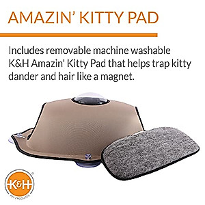 K&H Pet Products EZ Mount Window Bubble Pod Kitty Sill Window Sill Cat Bed Cat Perch, Cat Hammock with Lookout Bubble Window Tan 27 X 20 Inches