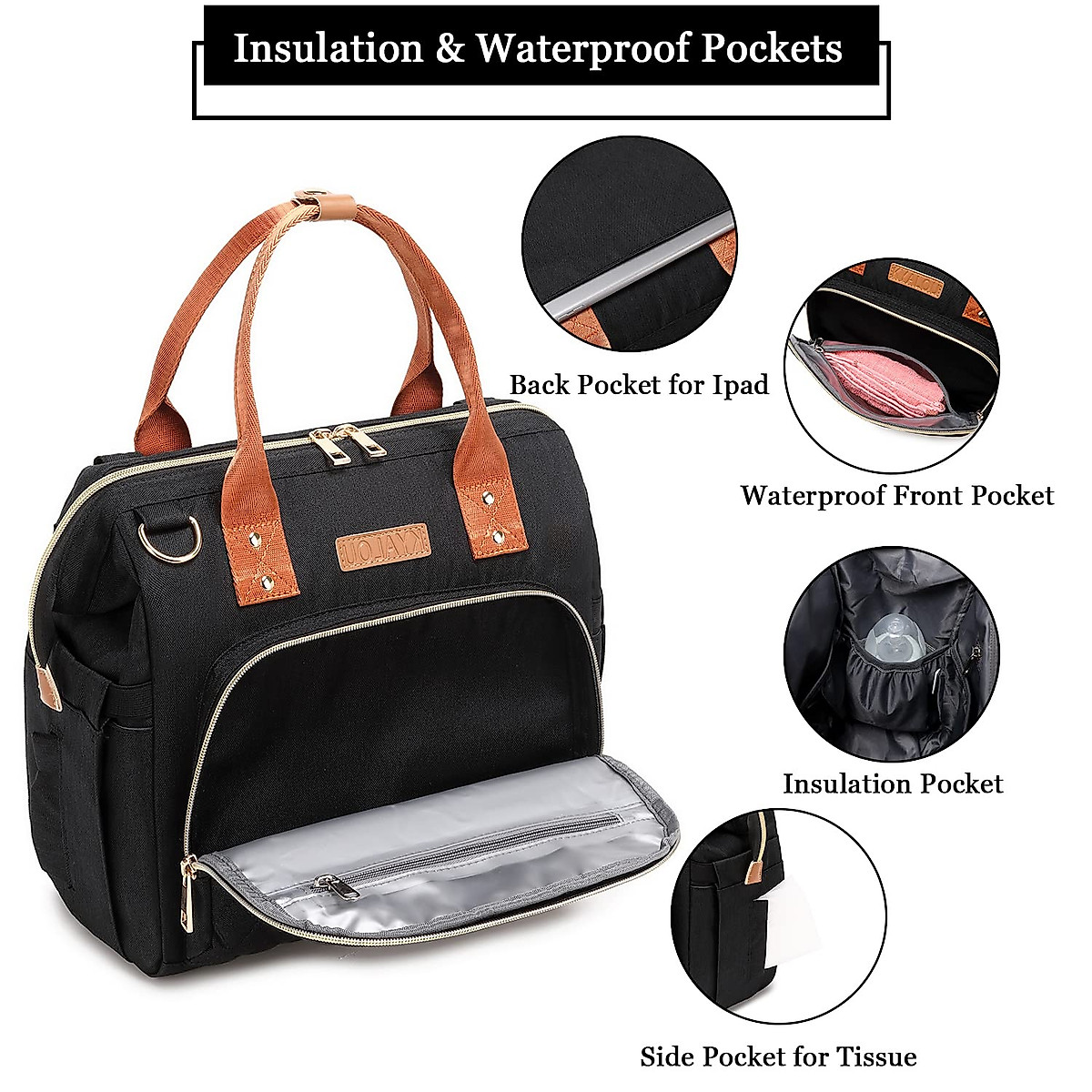 KYALOU Small Diaper Bag, Mini Baby Backpack for Mom, Multi-function Waterproof Travel Tote for Booys and Giirls (Black)