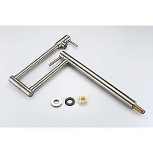 Deck Mount Pot Filler Faucet Brushed Nickel Finish with Extension Shank and 20" Dual Swing Joints Spout, SUMERAIN