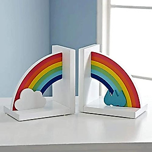 Tbkoly Rainbow Wood Bookend Book Ends Economy Universal Nonskid Heavy Duty Bookend Shelves Office Bookend Book EndNatural