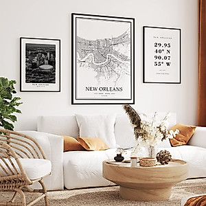 Dear Mapper New Orleans United States View Abstract Road Modern Map Art Minimalist Painting Black and White Canvas Line Art Print Poster Art Line Paintings Home Decor (Set of 3 Unframed) (16x24inch)