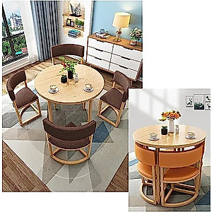 Dining Table and Chair Set, Folding Dining Table C Modern Conference Room Table,Business Dining Table,Negotiation Reception Tables and Chairs,Space-Saving Sales Office Shops Meetings 80cm Small Round
