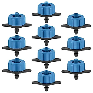 uxcell Pressure Compensating Dripper 2 GPH 8L/H Emitter for Garden Lawn Drip Irrigation with Barbed Hose Connector, Plastic Black Blue 25pcs