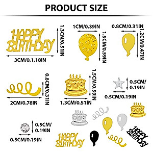 3000 Pieces Happy Birthday Confetti Glitter Confetti Birthday Cake Confetti Table Scatter Confetti Black Gold and Silver Party Decorations Supplies for Birthday Party, Baby Shower