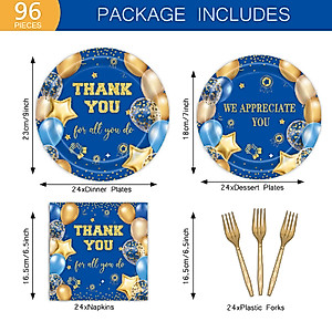 96 Pcs We Appreciate You Paper Plates 24 Guest Thank You Party Decorations Employee Staff Appreciation Teacher Doctor Appreciation Party Supplies