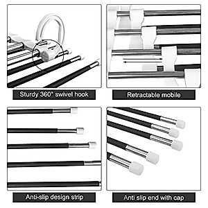 Andiker 2 Pack Pants Hangers, Multifunctional Stainless Steel Pants Rack, Folding Anti-Slip Space Saving Closet Storage Organizer Hangers for Clothes Scarf Jeans Trousers (Black)