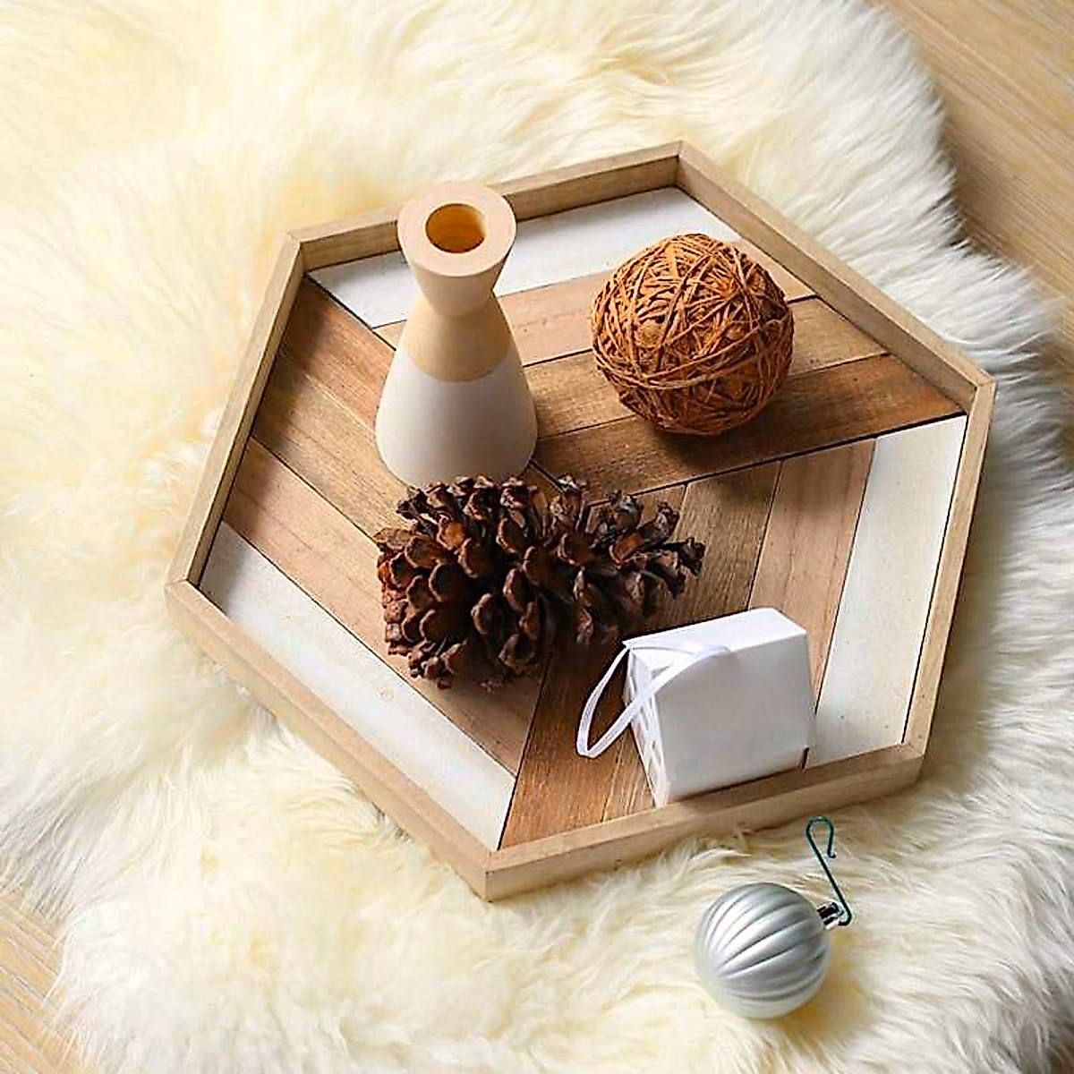 Decorative Coffee Table Tray, Home Farmhouse Boho Decor, Wooden Serving Tray, Round Tray, Drink, Large Ottoman Tray, Circle Bar Tray