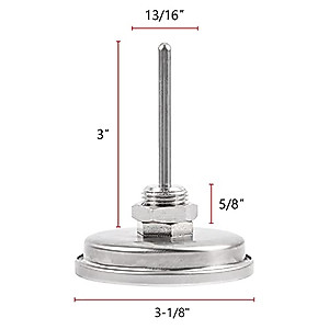 GasSaf 3 1/8" Larger Face 550F BBQ Charcoal Grill Pit Wood Smoker Temp Gauge Grill Thermometer with 3" Stem Stainless Steel RWB(2-Pack)