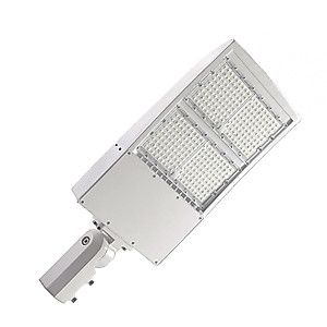 CHIUER 300W White High Voltage 480v LED Shoebox Area Light Parking Lot Lighting Street Lamp Type III Distribution 5000k Daylight DLC Slip Fitter/Direct Mount/Trunnion Mount Optional