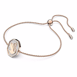Swarovski Signum bracelet, Swan, White, Rose-gold tone plated
