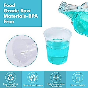 Turbo Bee 300 Pack 3 OZ Clear Plastic Cups，Disposable Bathroom Mouthwash Cups, Small Plastic Cups-Espresso Cups Ideal for Drinking Tasting, Food Samples