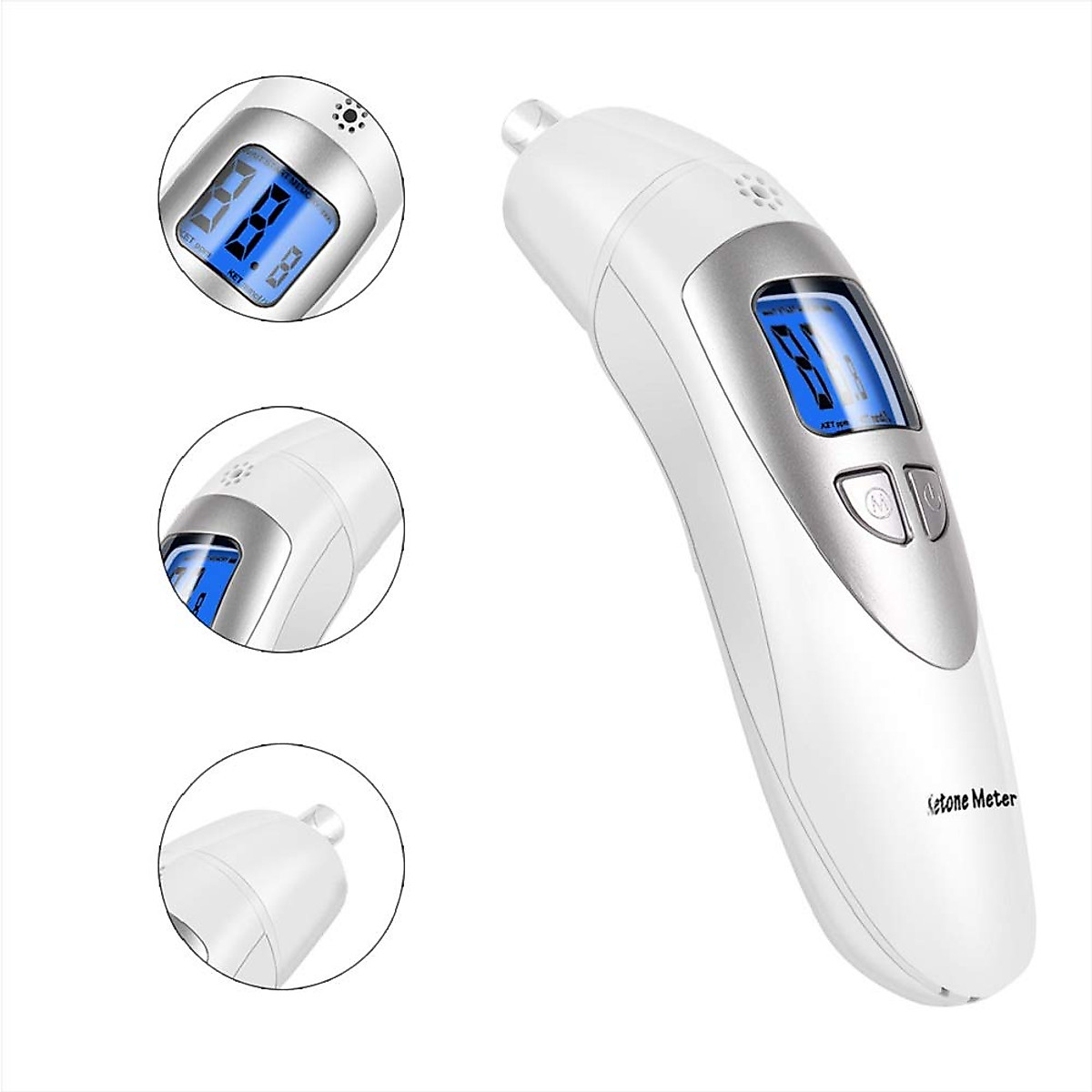 Ketone Breathalyzer, Ketogenic Breath Ketosis Breath Ketone Analyzer with 10 Mouthpiece(White)