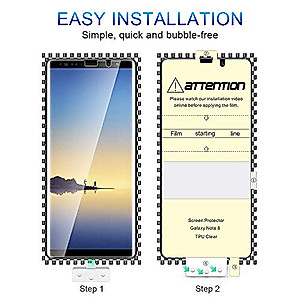 HATOSHI 3 Pack Screen Protector Designed for Samsung Galaxy Note 8, Flexible TPU Film, Full Coverage, Alignment Tool, Case Friendly HD Clear Protector for Samsung Galaxy Note 8