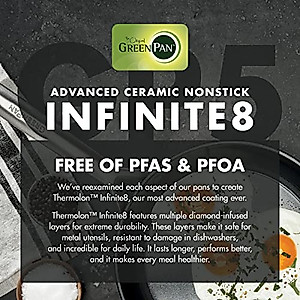 GreenPan GP5 Hard Anodized Advanced Healthy Ceramic Nonstick, 11" Round Grill Pan, PFAS-Free, Induction, Dishwasher Safe, Oven & Broiler Safe, Black