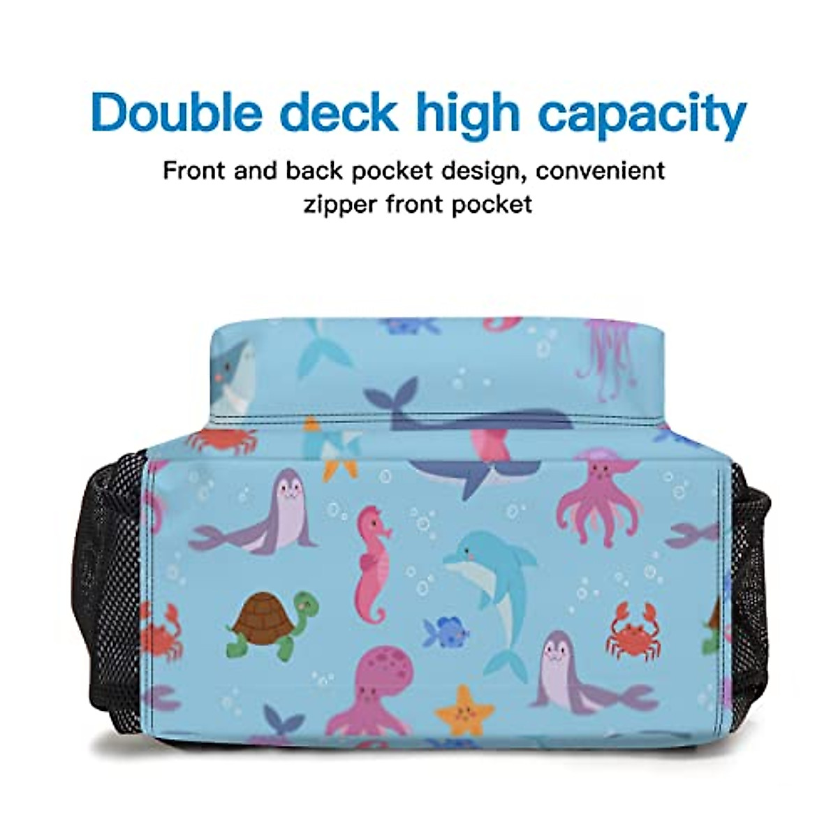 wnlnfdp Custom Backpack for Girl Boy, Personalized Backpacks whit Name, Customized Ocean World Bookbag for Gift, Casual Travel Laptop Backpack -12in