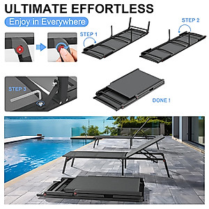 BSTOKCAM Set of 2 Chaise Lounge Chair, Foldable Outdoor Tanning Chaise Lounge with 5 Level Adjustable Backrest, Stainless Aluminum Lounge Chair for Patio, Pool, Beach - Grey