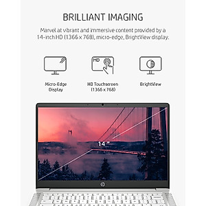 HP Chromebook 14 Laptop, Intel Celeron Processor, 4 GB RAM, 32 GB eMMC, 14” HD (1366 x 768) Touchscreen, Chrome OS, Webcam & Dual Mics, Work, Entertainment, Long Battery Life (14a-na0140nr, 2021)