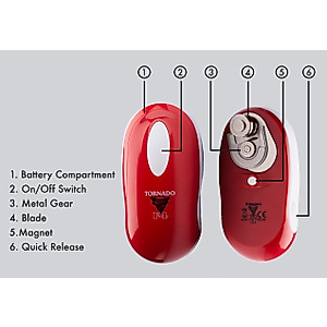 Tornado F4 Can Opener-Great for Arthritis Sufferers, Safest, fastest, Easiest Hands-Free Can Opener-New and Improved (RED)…