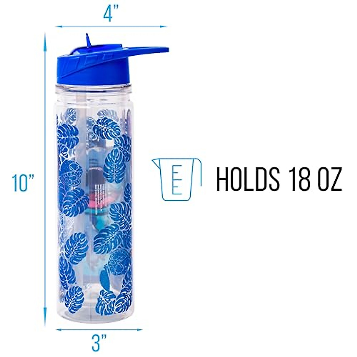 Silver Buffalo Lilo and Stitch Floral Sketch Glitter Double Walled Tritan Water Bottle, 18-Ounce