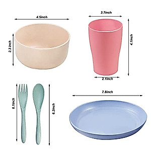 Plastic Plates and Bowls Sets, 20pcs Wheat Straw Dinnerware Sets, Kitchen Plates Cups and Bowls Set, Camping Reusable Plates and Bowls Sets, TIMDAM Lightweight Bowls, Unbreakable Dinner Plates