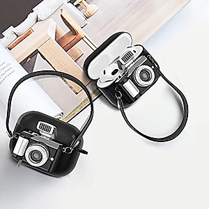 Coolden Compatible with AirPod 3rd Generation Case Cover Vintage Camera Design for Women Girls Creative Flash Shutter Function with Wrist Strap Soft Silicone Protective Shockproof Case for Airpods 3rd