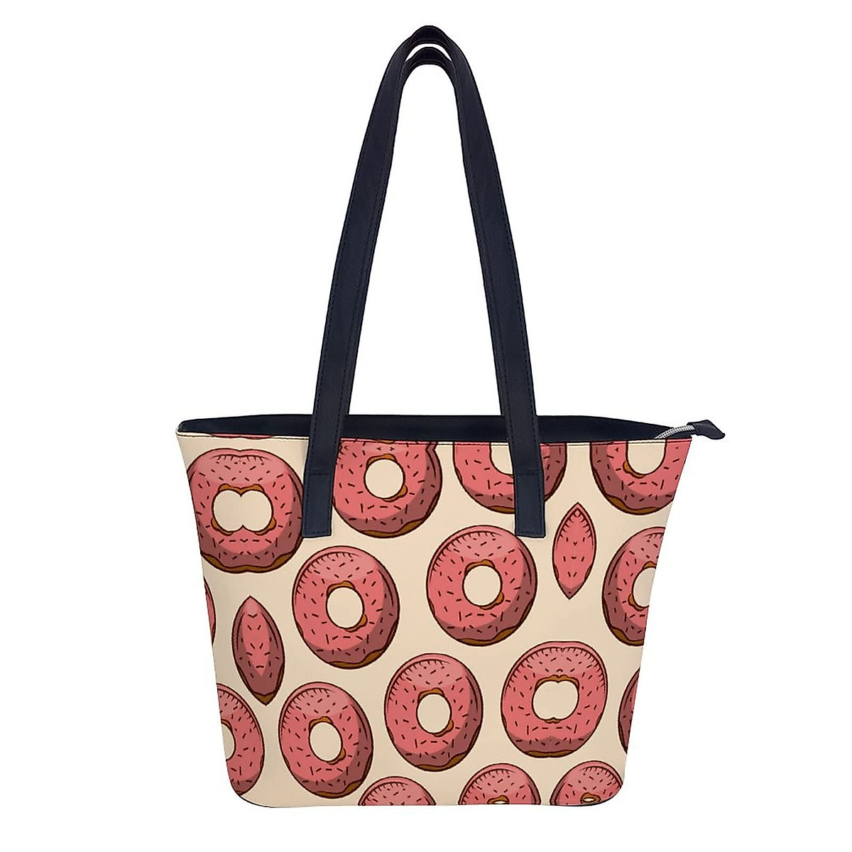 Donuts Bakery Design Women's Tote Bag PU Leather Shoulder Bag Handbags Purse For Work Shopping Travel