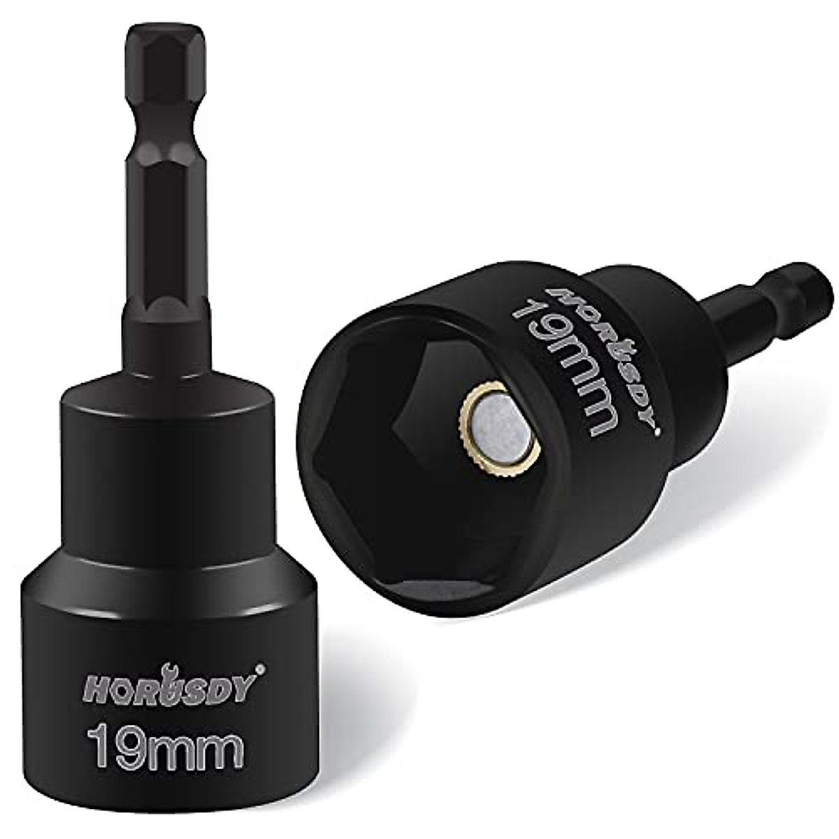 HORUSDY 2-Pieces RV Leveling Scissor Jack Socket Drill Adapter, 1/4 Inch Hex Shank, Fits 3/4 Inch or 19mm Hex Drive Jacks